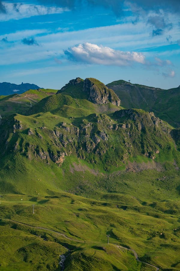 A Big Green Mountain Landscape Stock Image - Image of european, grass ...