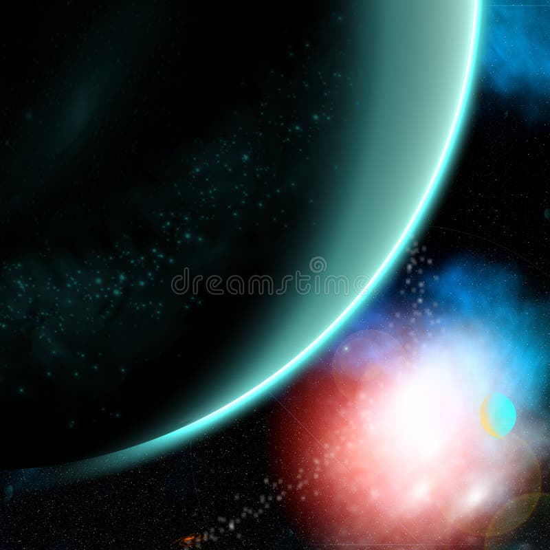 Big green planet. stock illustration. Illustration of astronomy - 9077118