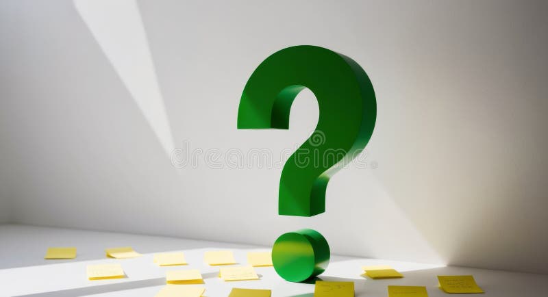Big Green Question Mark with Yellow Sticky Notes. Stock Illustration ...