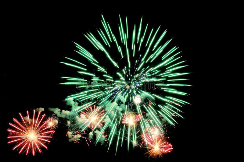 Amazing Green Fireworks on Dark Background Stock Image - Image of ...