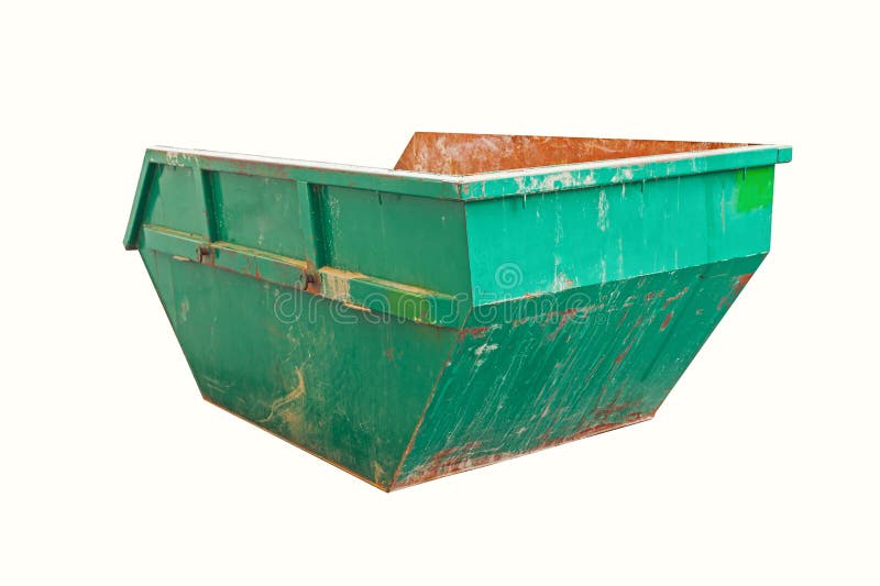 Big Green Trash Container Isolated on White Stock Image - Image of ...