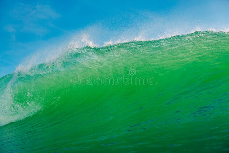 Big Green Wave in Ocean. Breaking Wave Stock Image - Image of barrel ...