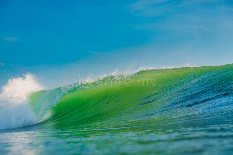 Big Green Wave in Ocean. Breaking Wave Stock Photo - Image of calming ...