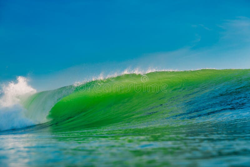 Big Green Wave in Ocean. Breaking Wave Stock Photo - Image of outdoor ...