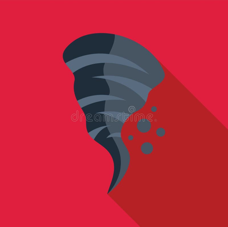 Big Grey Tornado Rotating with Debris Flying Around on Red Background ...