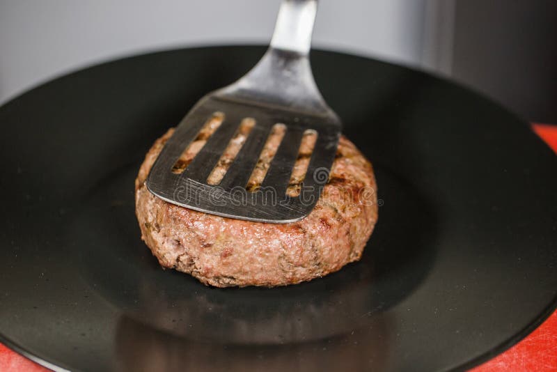 Big Grilled Beef or Pork Chop Cooked on a Plate To Make a Burger Stock ...