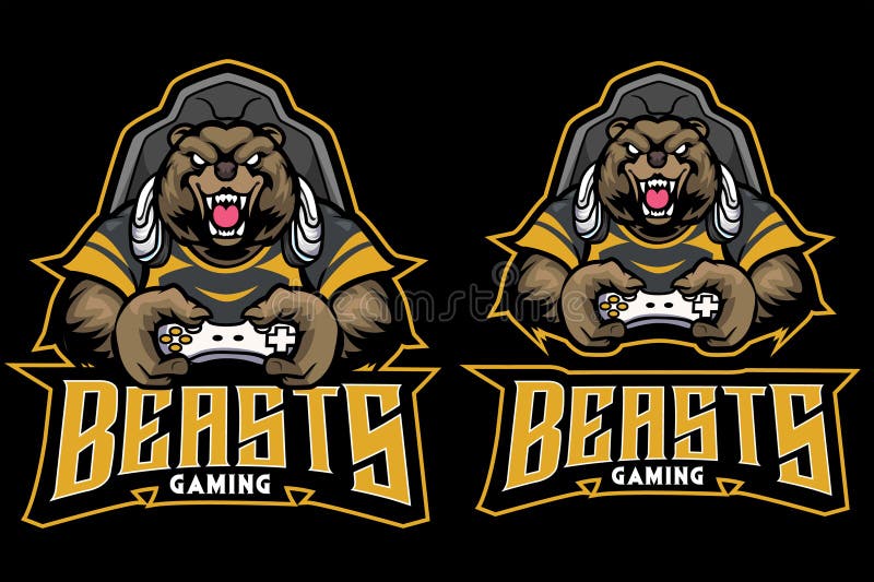 Big Grizzly Bear Gamer Mascot Logo Stock Vector - Illustration of ...