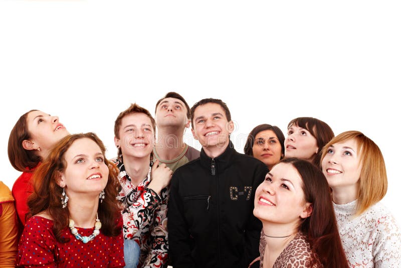 Crowd Of People Looking Up