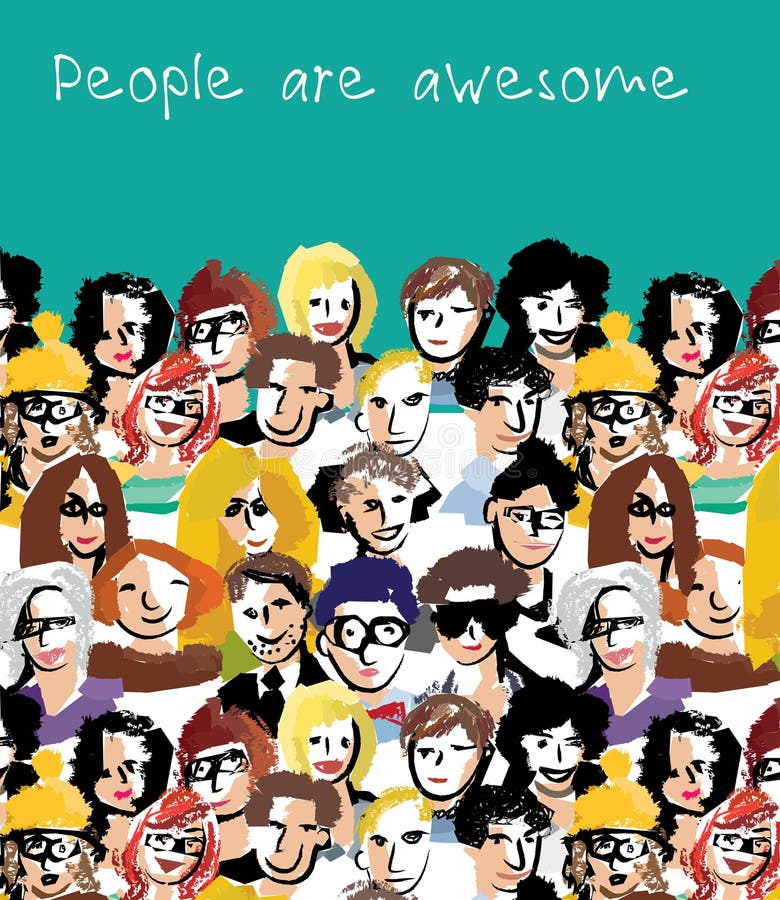 Big Group People Sky and Sign. Stock Vector - Illustration of community ...