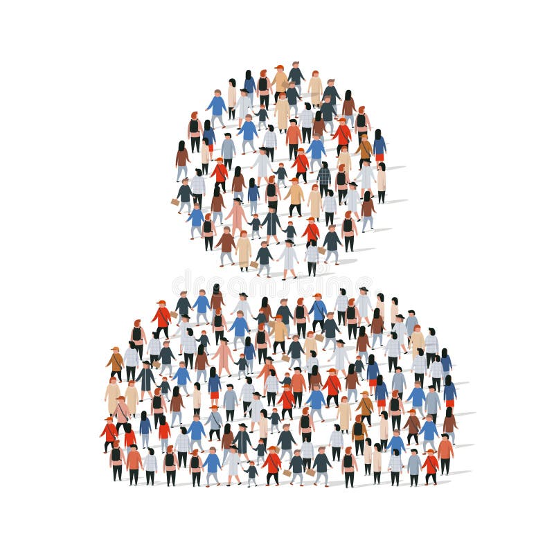 Big Group of People Standing in a User Sign. All for One Concept Stock ...