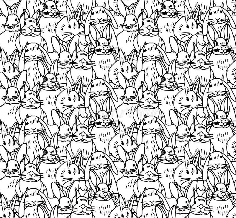 Line Art Rabbit Pattern Monochrome Stock Illustrations – 334 Line Art ...