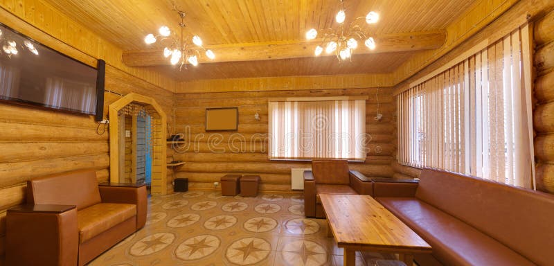 The Big Hall with the TV and Sofas Stock Image - Image of leisure ...