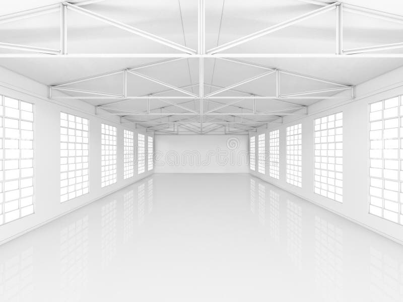 Big Hall with Windows on Walls Stock Illustration - Illustration of ...