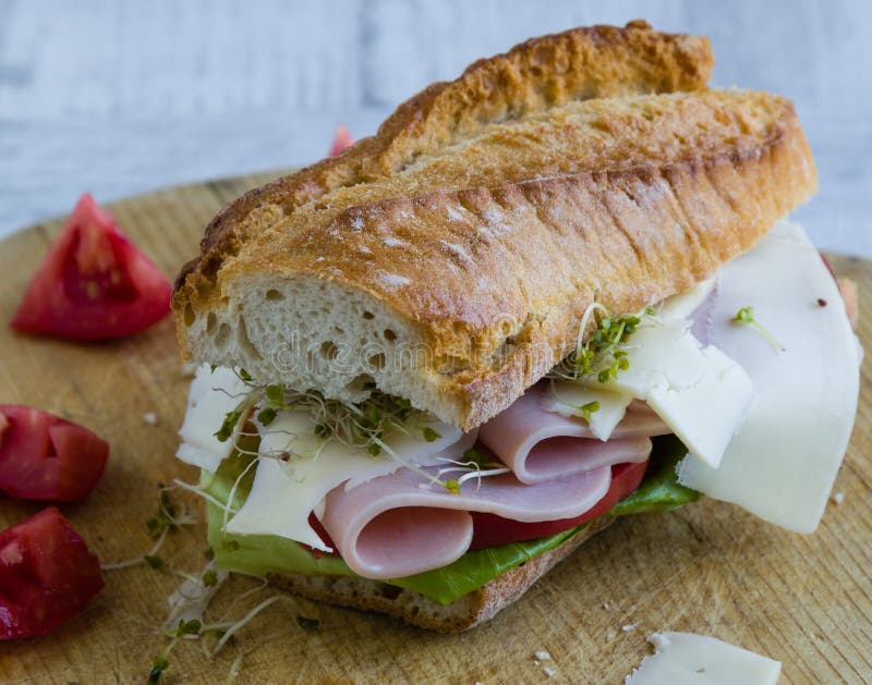 Big ham sandwich stock image. Image of sliced, fast, meal - 98564777