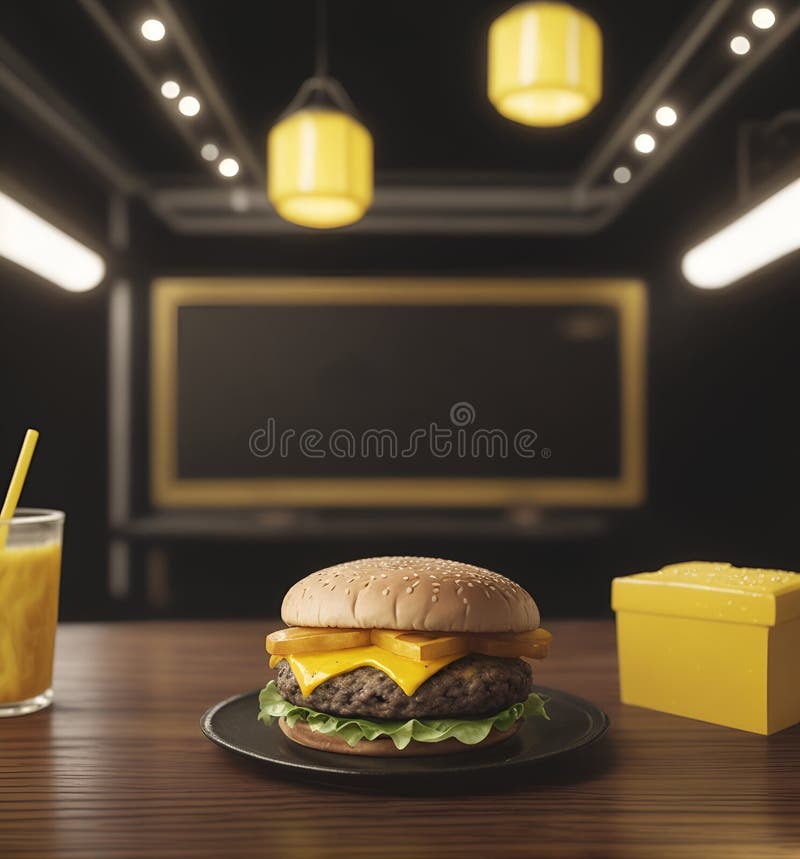 Big Hamburger or Cheeseburger, Fast Food. Stock Illustration ...