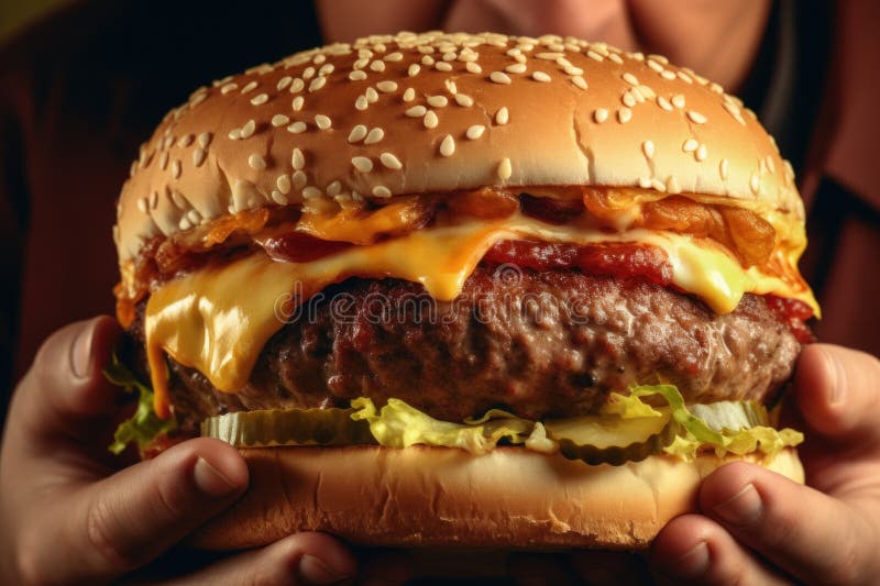 A Big Hamburger and Fast Food Consumption. Generative AI Stock ...