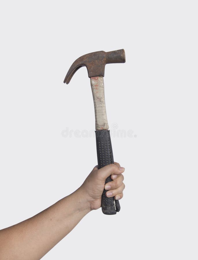 Big Hammer in Hand Isolated on White Background Tools Stock Photo ...