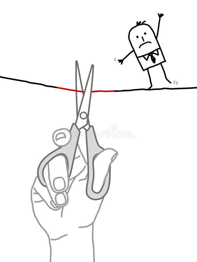 Big Hand and Cartoon Businessman - Cutting the Wire Stock Vector ...