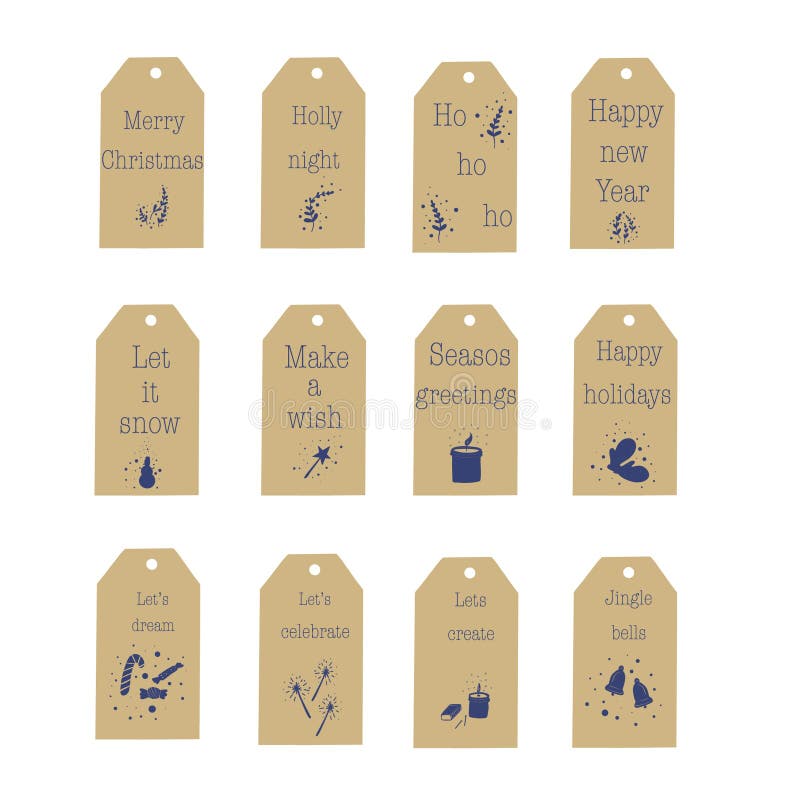 Big Hand Drawn Set of Christmas Labels Greeting Tags Stock Vector ...