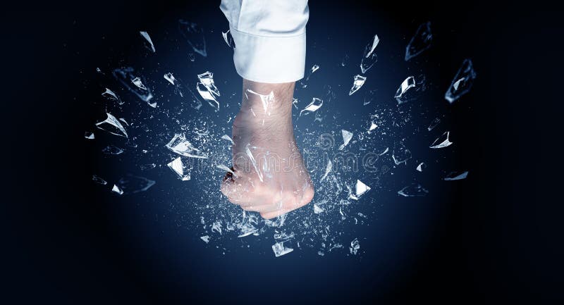 Hand Hits Intense and Breaks Glasses Stock Image - Image of explodes ...