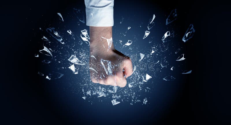 Hand Hits Intense and Breaks Glasses Stock Photo - Image of male ...
