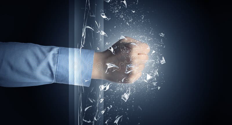 Hand Hits Intense and Breaks Glasses Stock Image - Image of fight ...