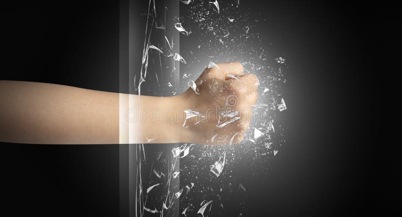 Hand Hits Intense and Breaks Glasses Stock Photo - Image of beat ...