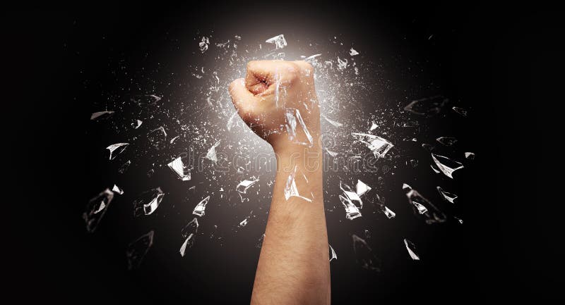 Hand Hits Intense and Breaks Glasses Stock Photo - Image of fight ...