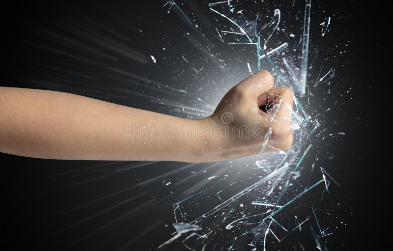 Hand Hits Intense and Breaks Glasses Stock Image - Image of blow ...
