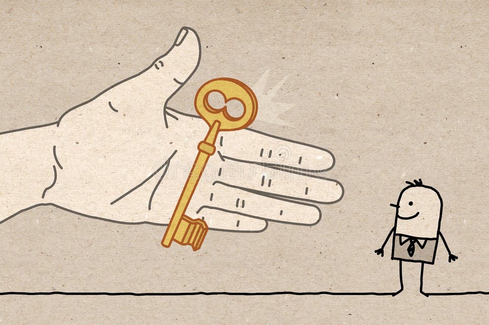 Big Hand - offering a key stock illustration. Illustration of hand ...