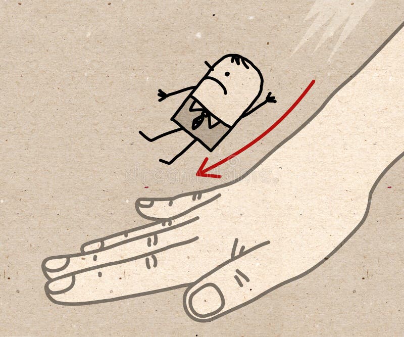 Big Hand - sliding down stock illustration. Illustration of pessimism ...