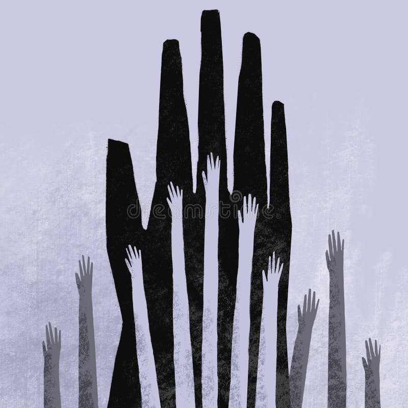 A Big Hand Surrounded by Many Small Hands Stock Illustration ...