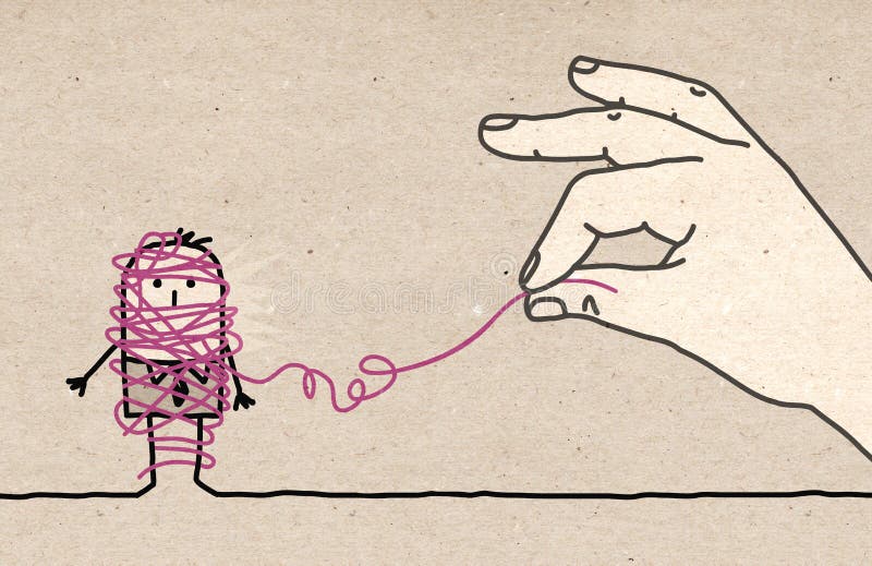 Big hand - untangling stock illustration. Illustration of solution ...