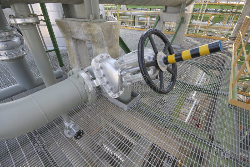 Handle Valve with Steel Pipe Stock Image - Image of industrial, factory ...