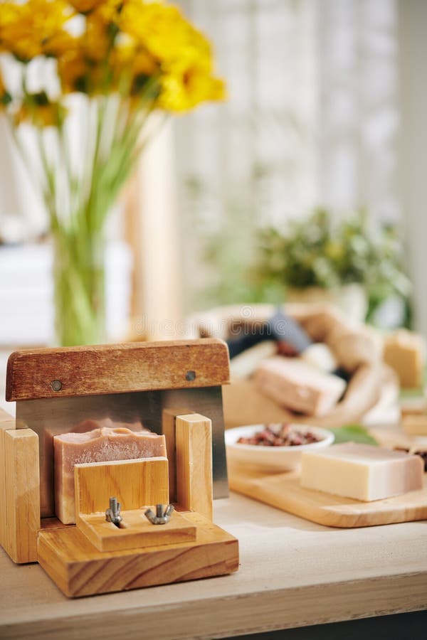 Soap cutter on table stock image. Image of natural, fragrant - 176529413