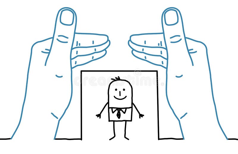 Big Hands and Cartoon Businessman - Framing Stock Vector - Illustration ...