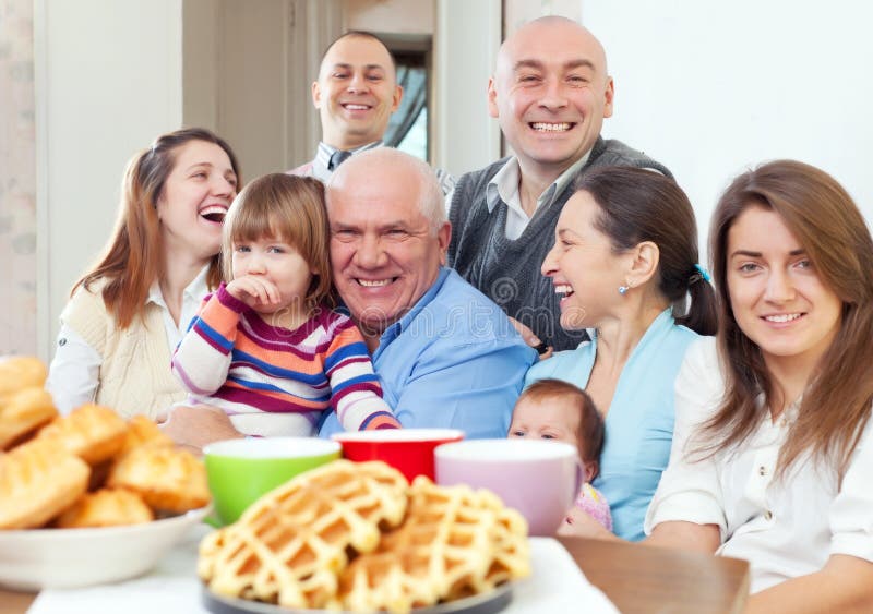 Big Happy Three Generations Family Stock Photo - Image of elderly ...