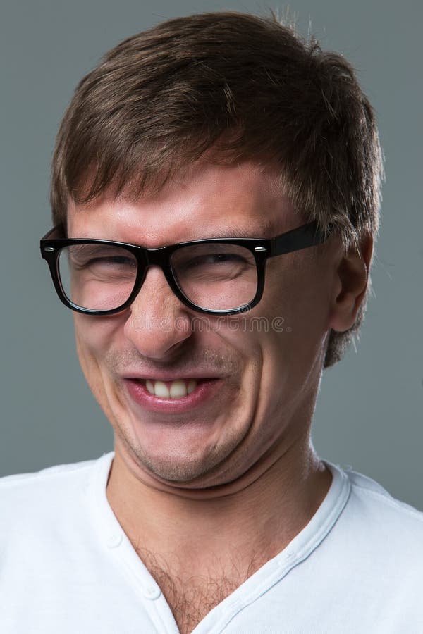 Big Head Guy Makes Crazy Face Emotions Stock Photo - Image of modern ...