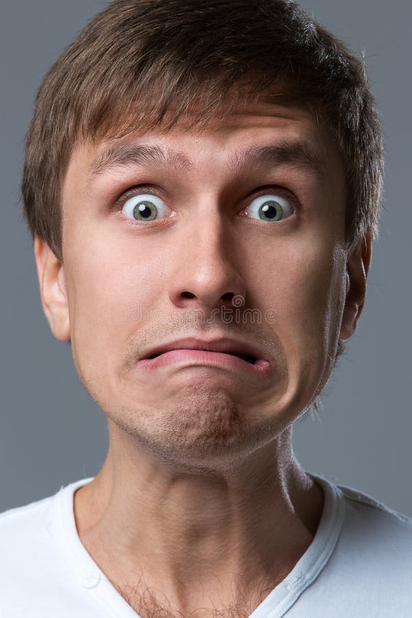 Big Head Guy Makes Crazy Face Emotions Stock Photo - Image of looking ...