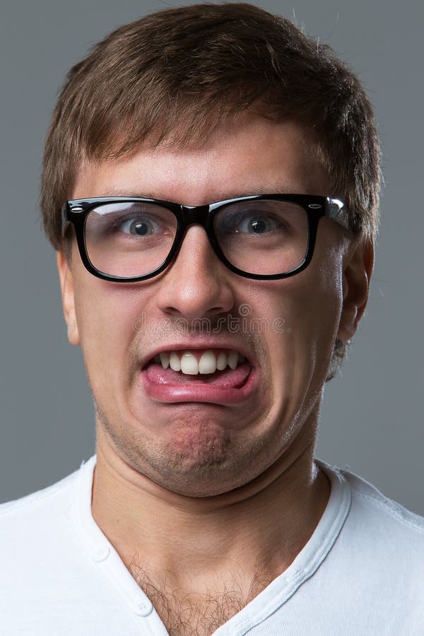 Big Head Guy Makes Crazy Face Emotions Stock Photo - Image of modern ...
