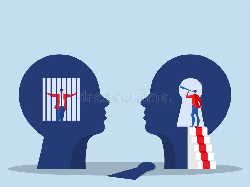 Big Head Human Think Growth Mindset Different Fixed Mindset Stock ...