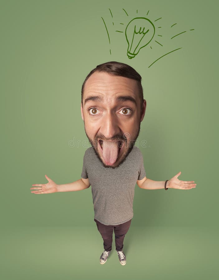 Big Head Person with Idea Bulb Stock Illustration - Illustration of ...