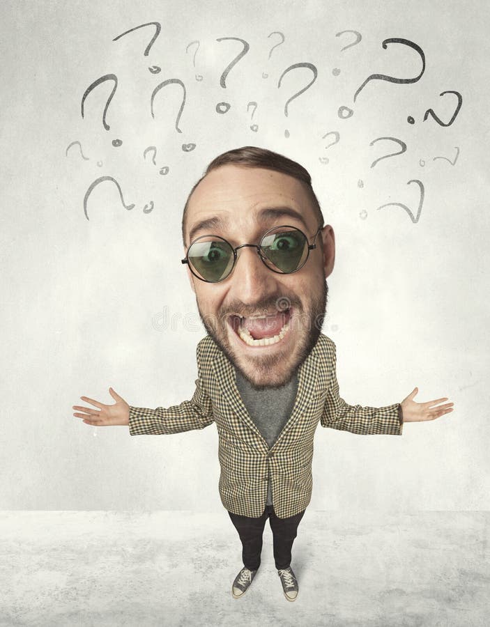 Big Head Person with Question Marks Stock Image - Image of cartoon ...