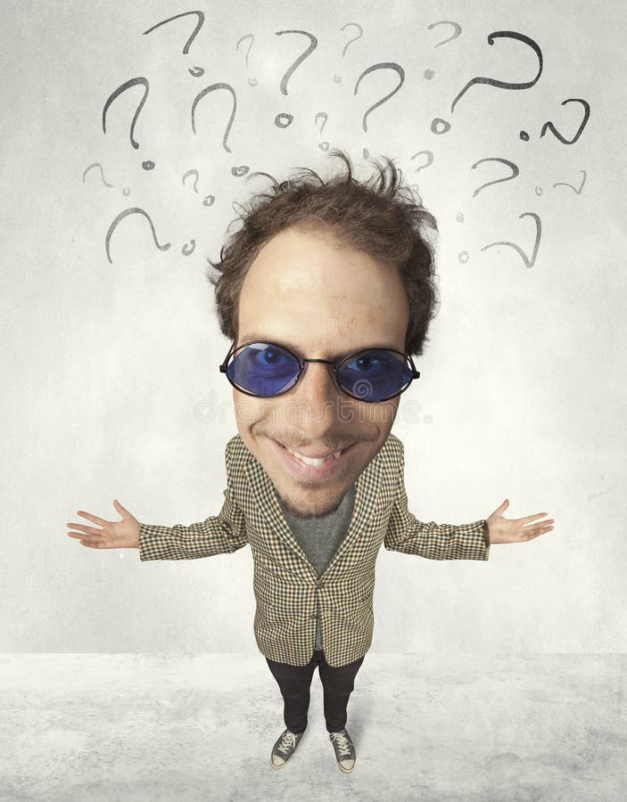 Big Head Person with Question Marks Stock Illustration - Illustration ...