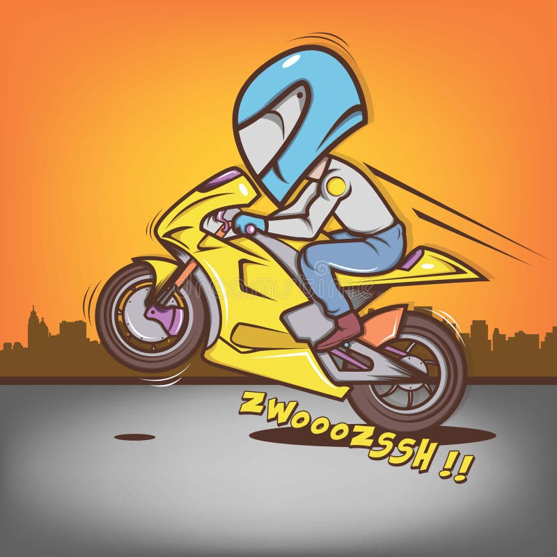 Cartoon Motorbike Wheelie