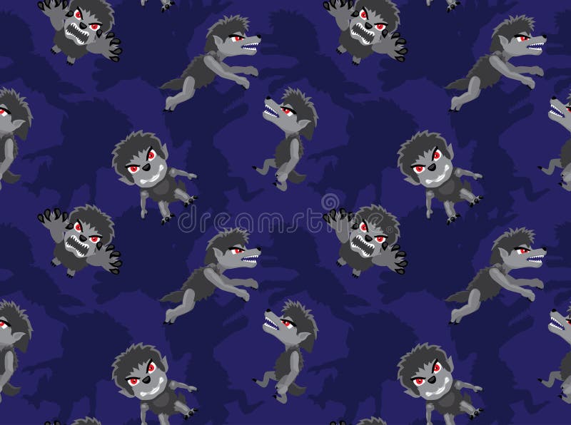 Big Head Werewolf Poses Cartoon Seamless Wallpaper Stock Vector ...