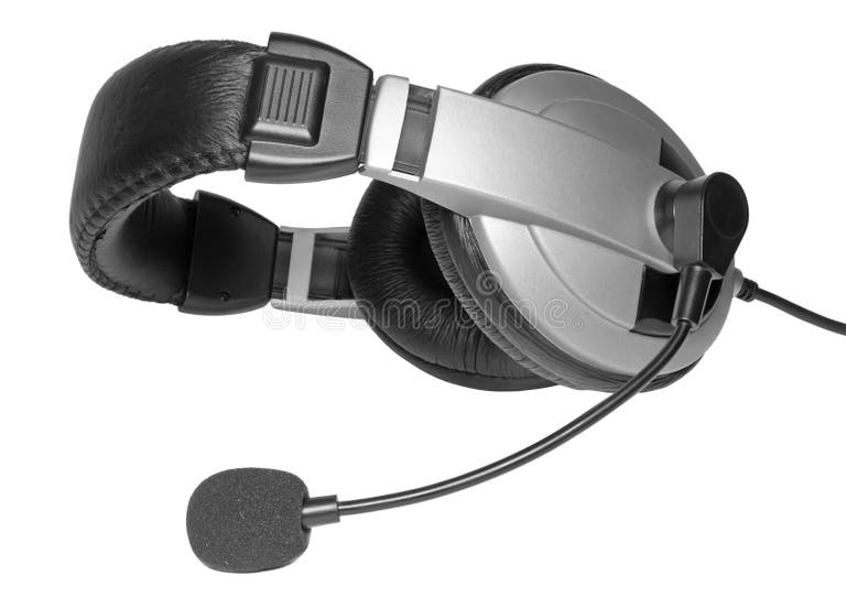Big Headset with a Microphone. Isolated Stock Image - Image of helpdesk ...