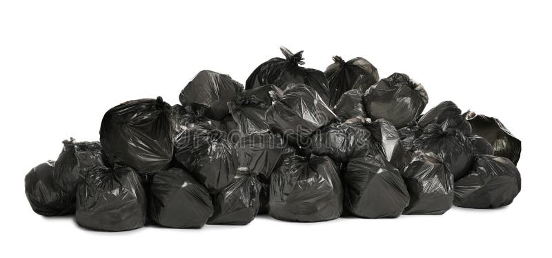 Big Heap of Trash Bags with Garbage on White Background Stock Image ...