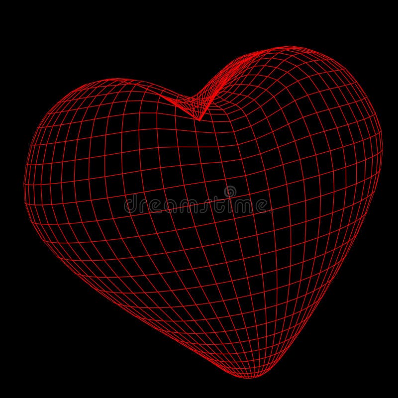 Big heart 3d illustration stock illustration. Illustration of grid ...