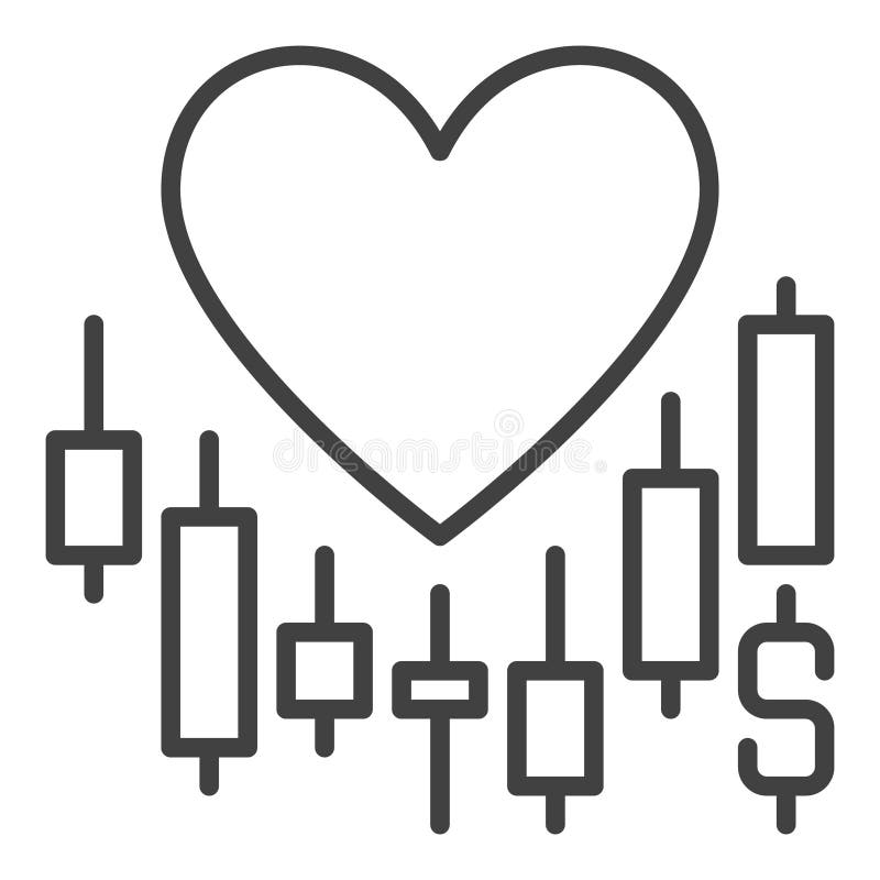 Big Heart on Chart Vector Trading Lover Thin Line Icon or Symbol Stock ...